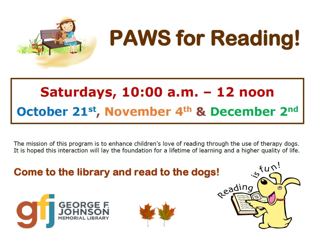 paws for reading | George F. Johnson Memorial Library