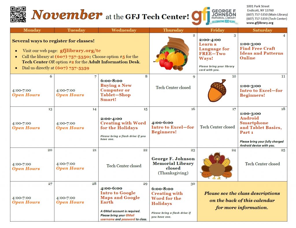 Nov Cal | George F. Johnson Memorial Library