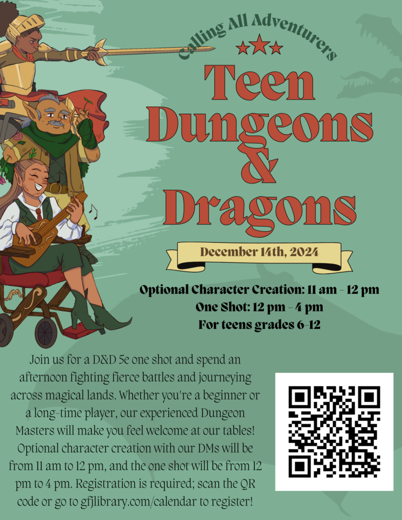 Teen Dungeons and Dragons Flyer | George F. Johnson Memorial Library